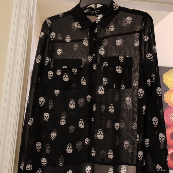 Cotton On | Tops | Black And White Skull Blouse | Poshmark